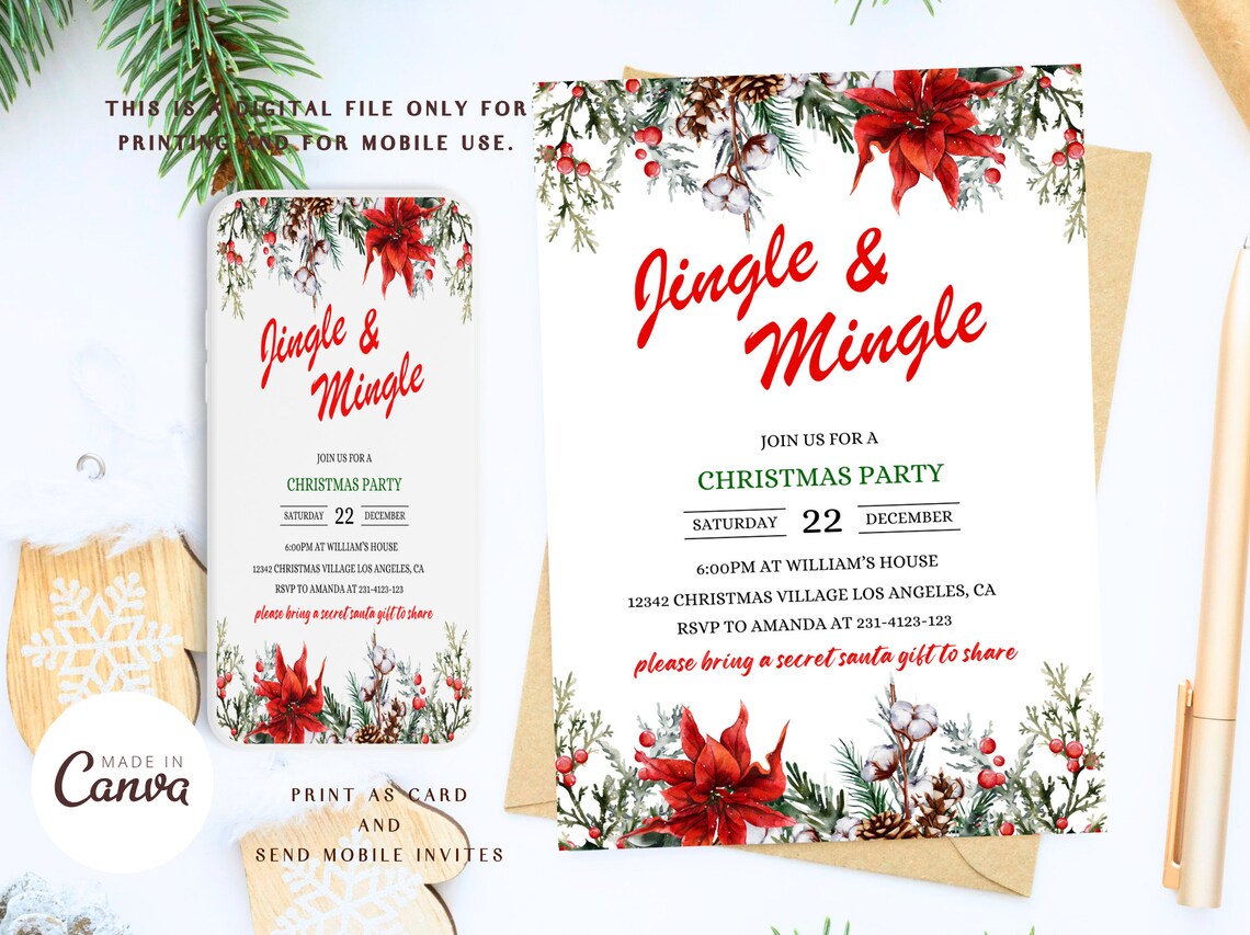 Editable Secret Santa Invitation, Instant Download, Family and Friends ...