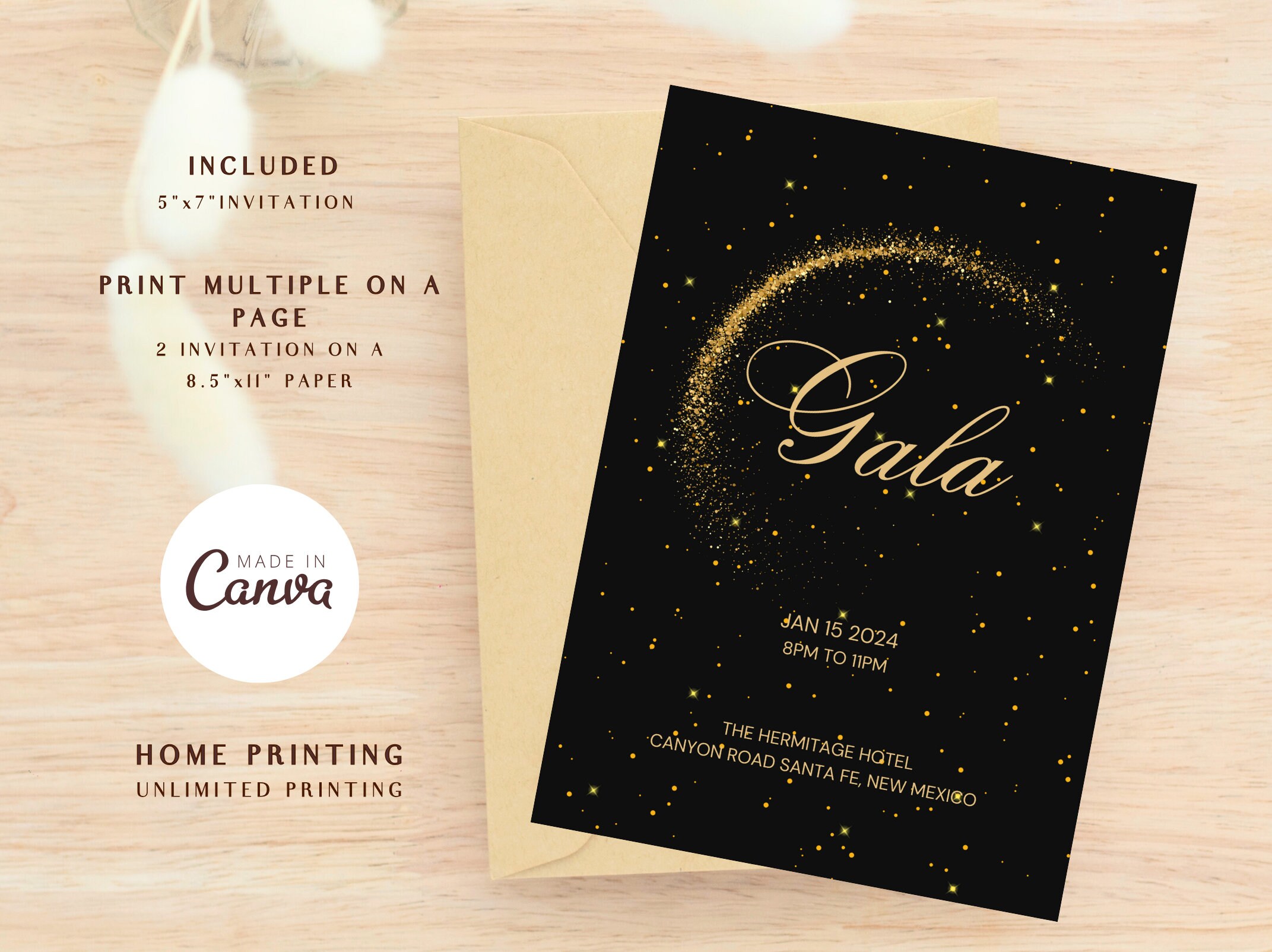 Editable Gala Invitation Template, Black Tie Event Invitation, Formal ...