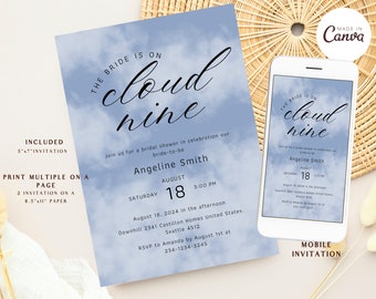 On Cloud Nine Bridal Shower Invitation the Bride is on Cloud Nine ...