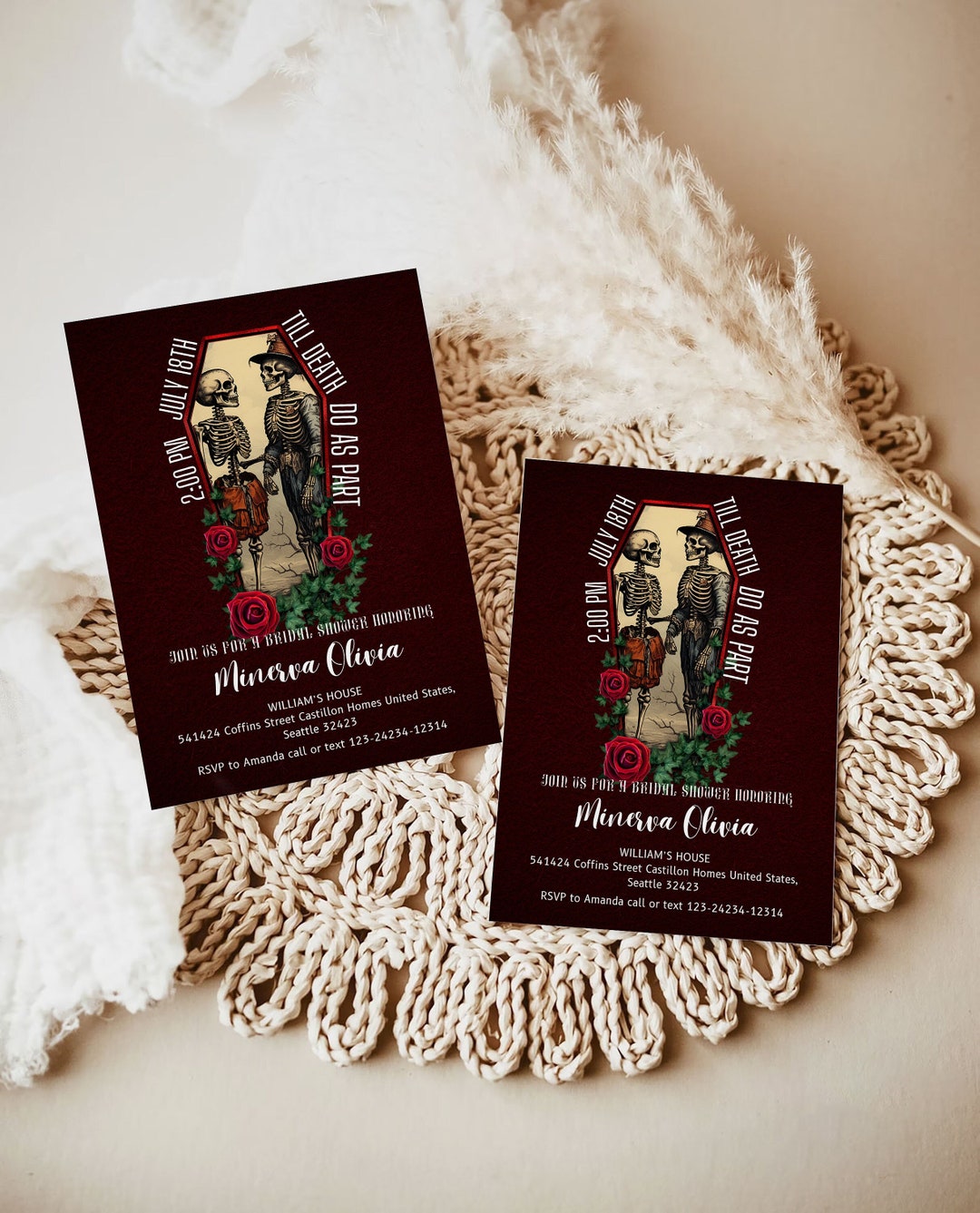Coffin Wedding invitation Til Death Do Us Part Bridal Shower Invitation ...