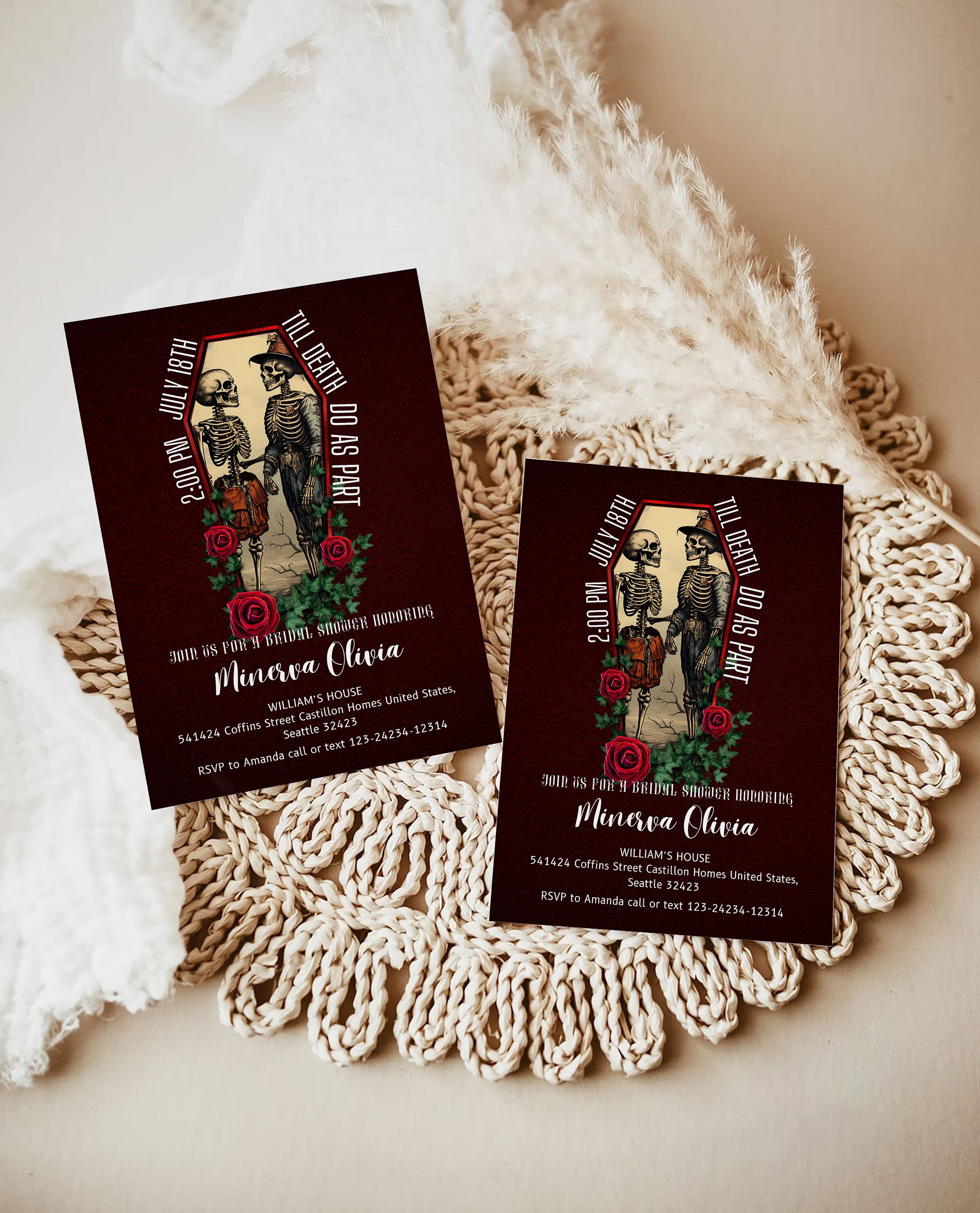 Coffin Wedding invitation Til Death Do Us Part Bridal Shower Invitation ...