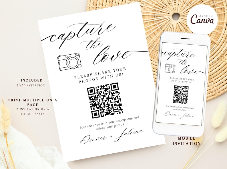 Editable Wedding QR Code, Qr Code, Share the Love QR Code, Capture the ...