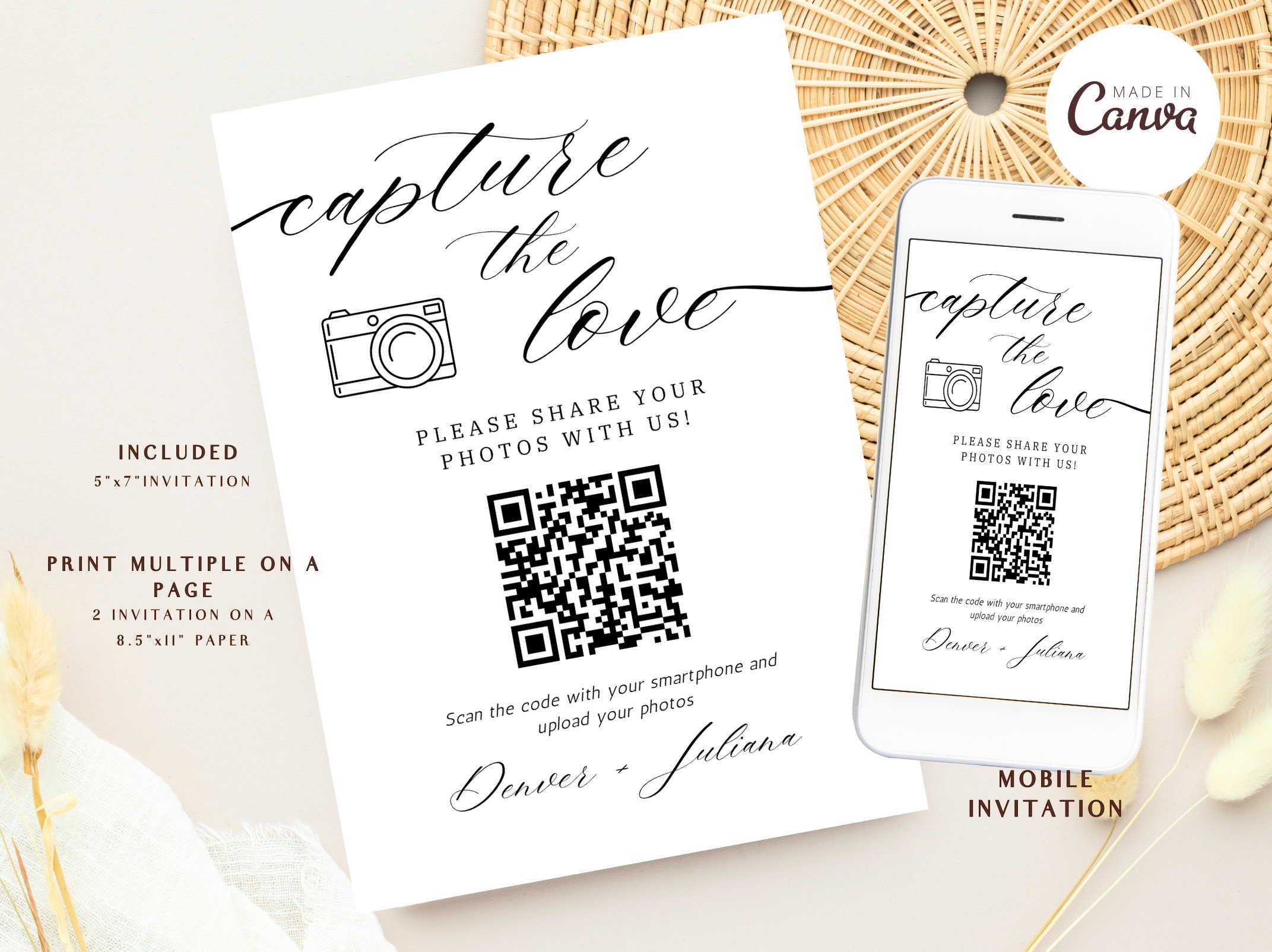 Editable Wedding QR Code, Qr Code, Share the Love QR Code, Capture the ...