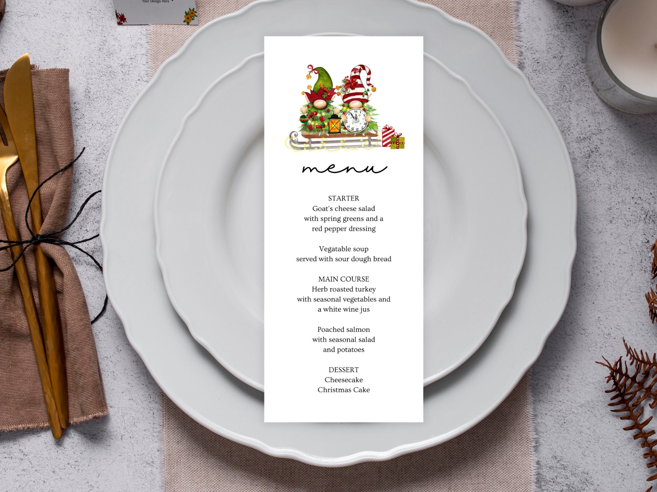Christmas Menu Card, Holiday Menu Template, Christmas Menu, Canva Menu ...
