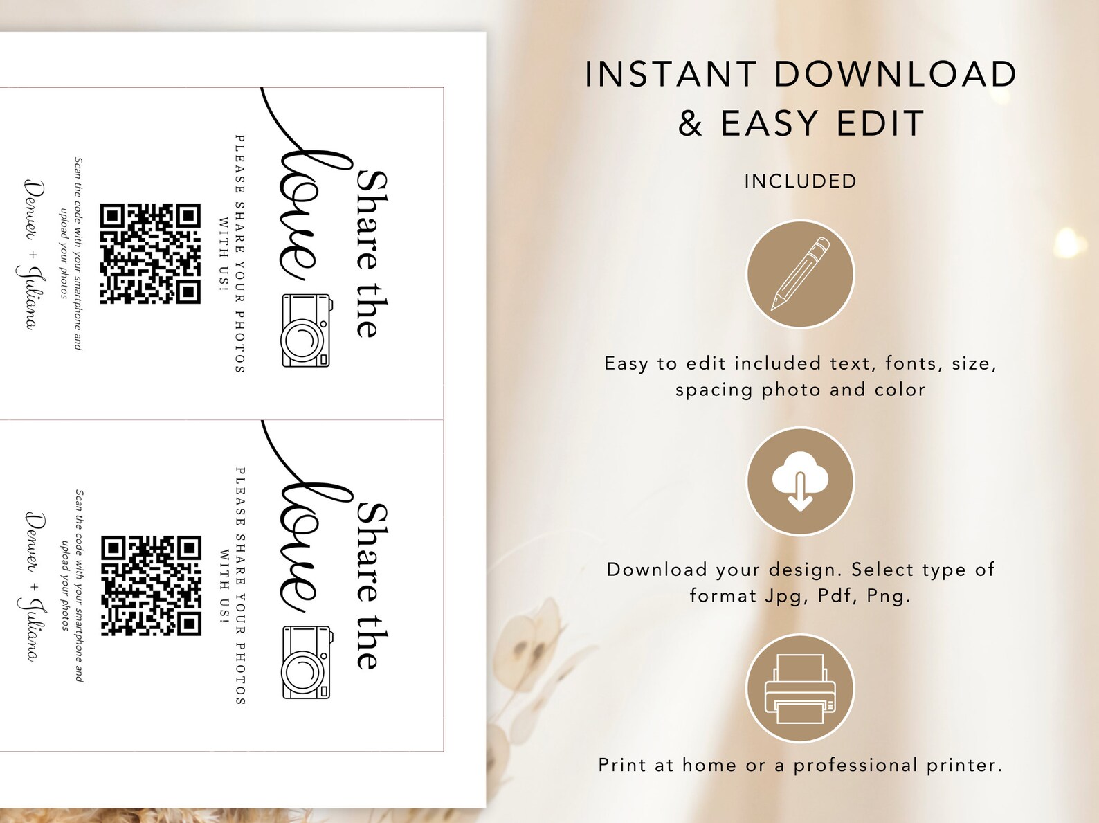 Editable Share the Love QR Code, Capture the Love Qr Code Invitation ...