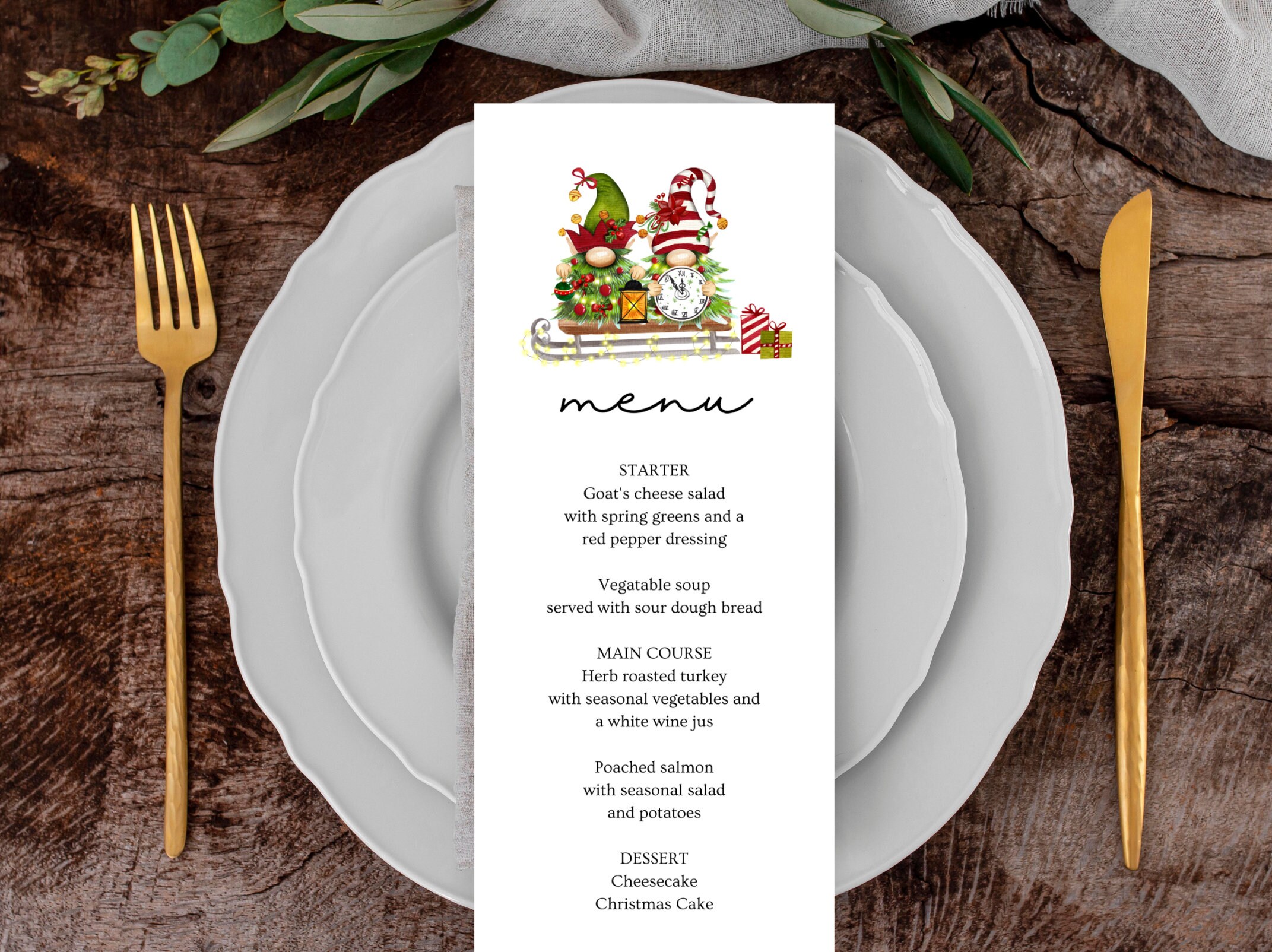 Christmas Menu Card, Holiday Menu Template, Christmas Menu, Canva Menu ...