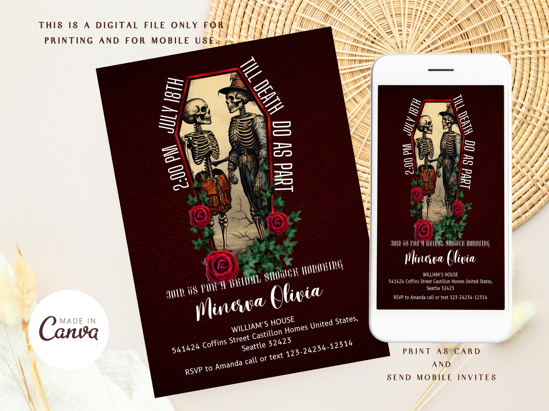Coffin Wedding invitation Til Death Do Us Part Bridal Shower Invitation ...