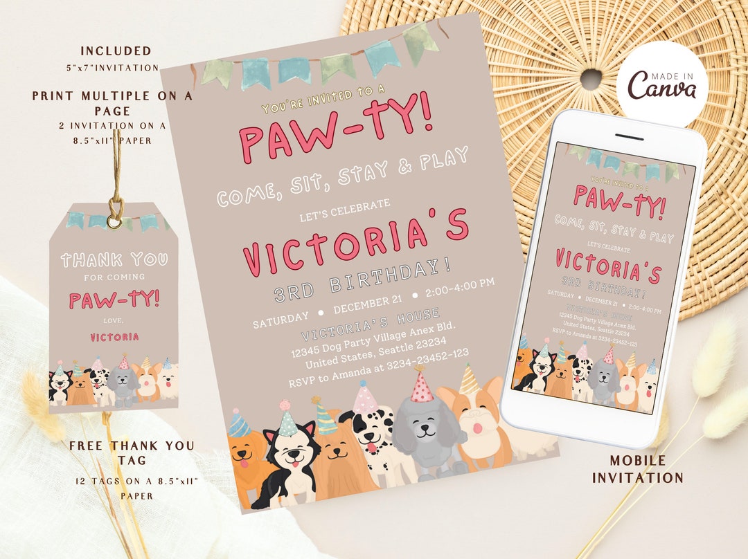 Dogs Birthday Party Invitation, Puppy Birthday Invitations, Calling All ...