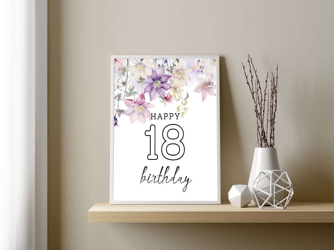 Happy 18th Birthday PRINTABLE Signs, 18th Party Decorations, Happy 18th ...