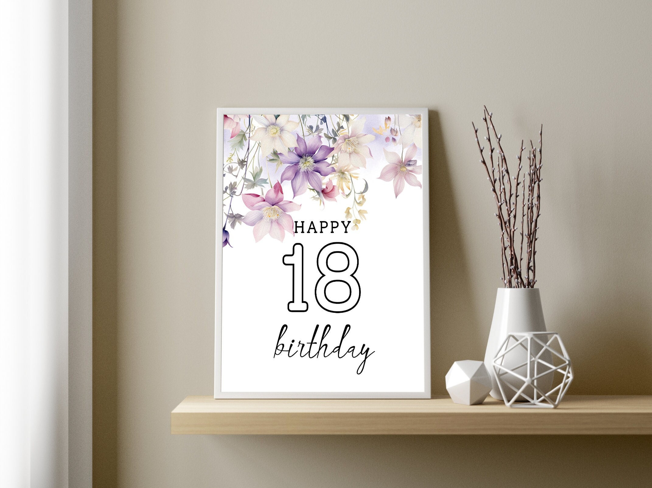 Happy 18th Birthday PRINTABLE Signs, 18th Party Decorations, Happy 18th ...