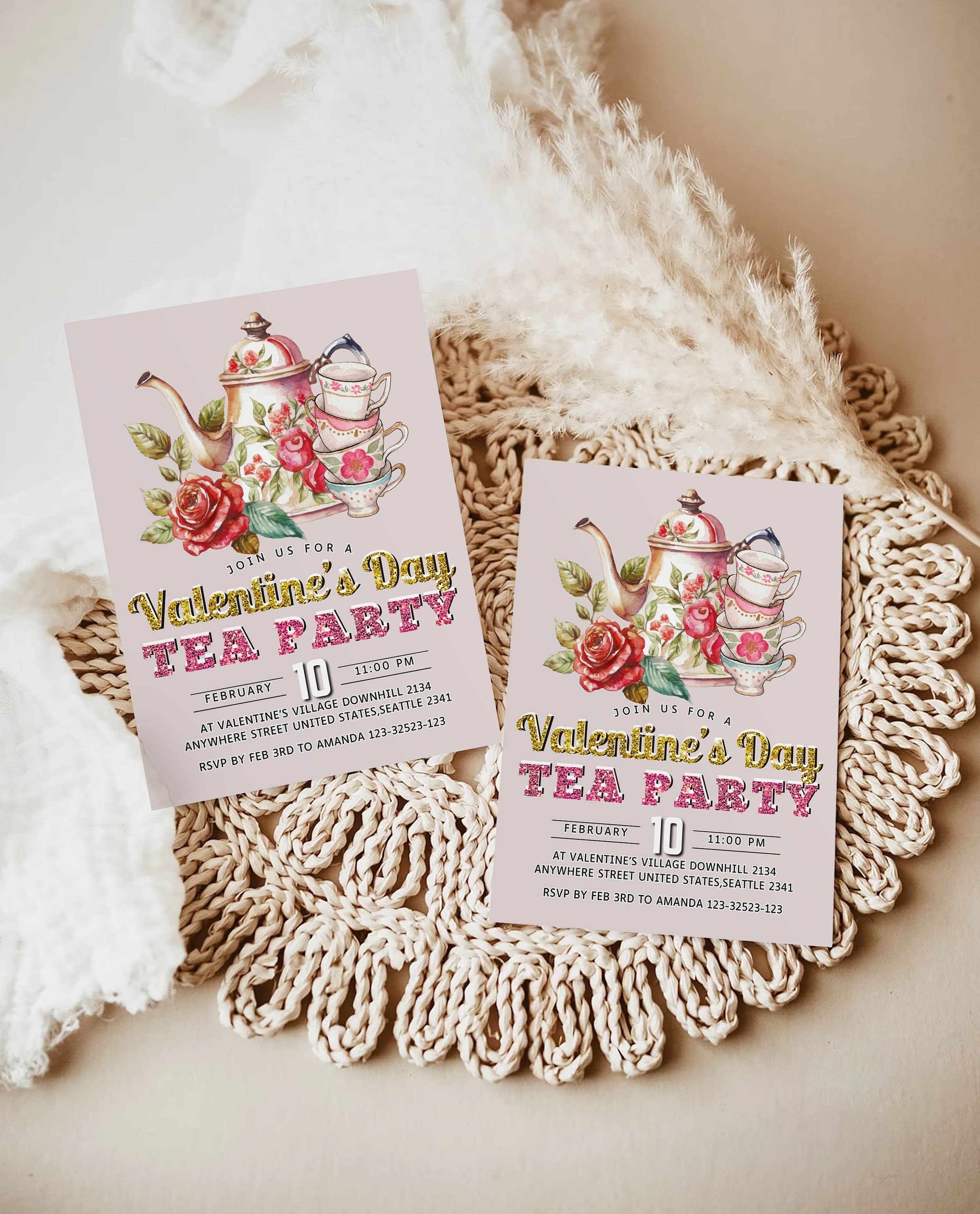 Tea Party Editable Birthday Invitation, Par-tea Invite Template ...