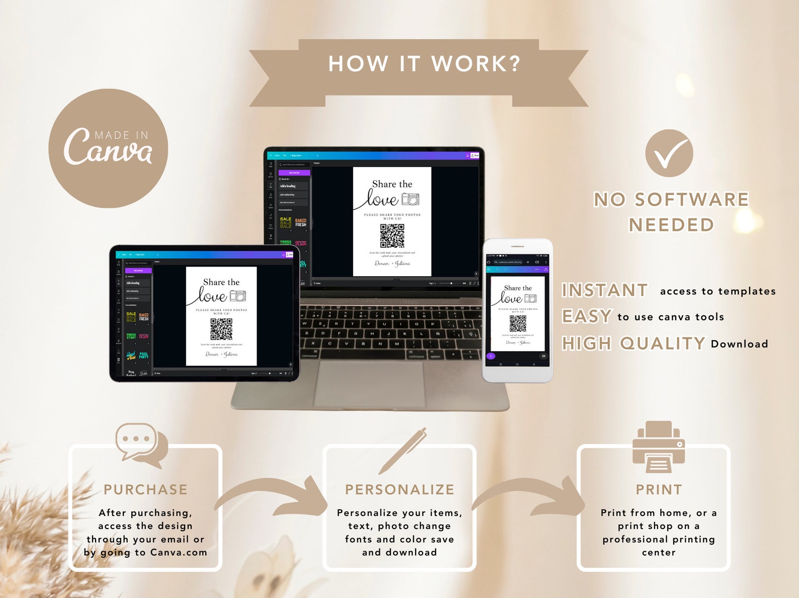 Editable Share the Love QR Code, Capture the Love Qr Code Invitation ...