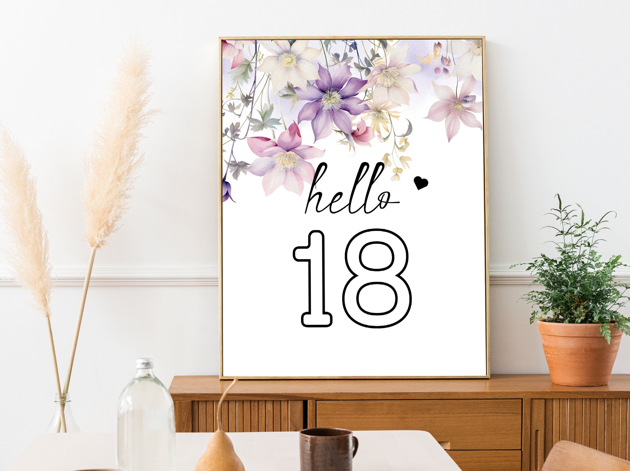 Hello 18th Birthday PRINTABLE Signs, 18th Party Decorations, Hello 18 ...