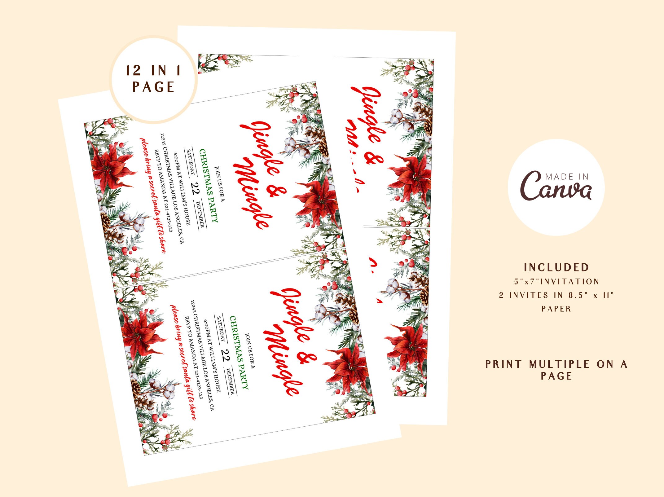 Editable Secret Santa Invitation, Instant Download, Family and Friends ...