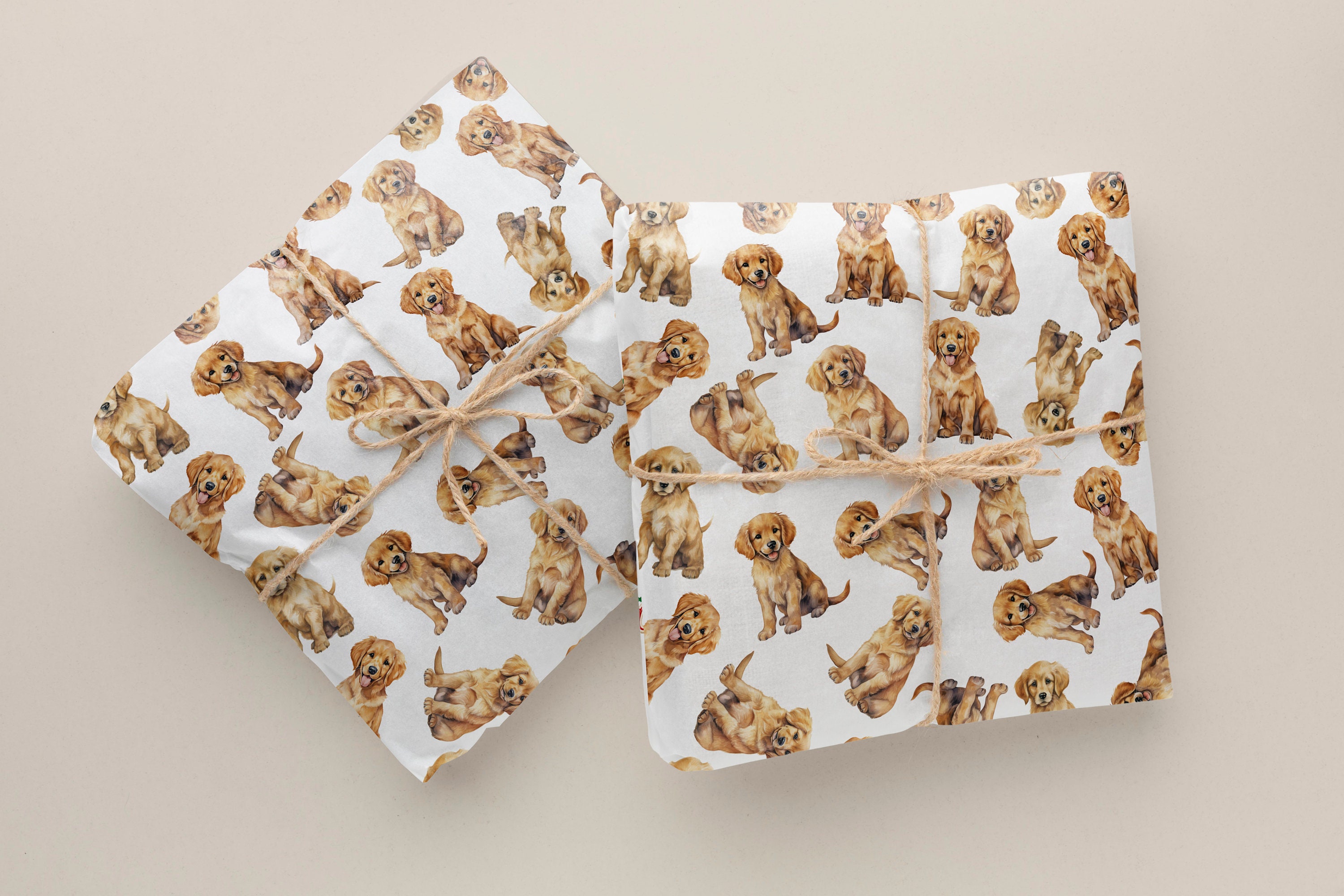 Golden Retriever Christmas Pattern Wrapping Paper, Christmas Holiday ...
