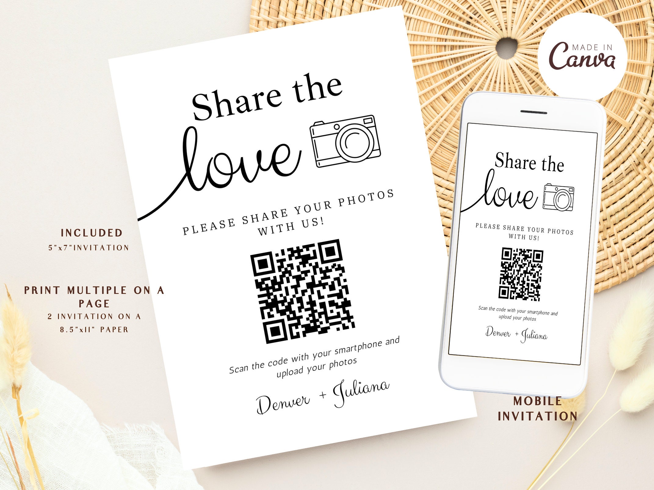 Editable Share the Love QR Code, Capture the Love Qr Code Invitation ...