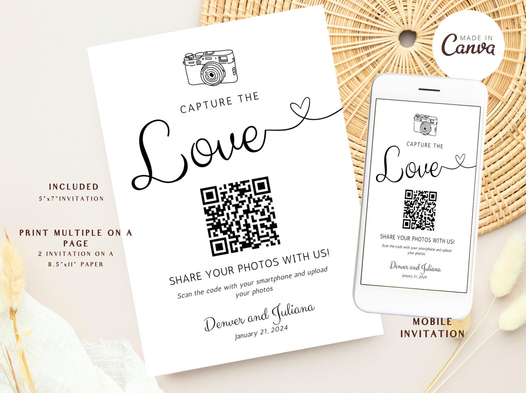 Capture the Love Qr Code Invitation, Wedding Qr Code, Editable Qr Code ...