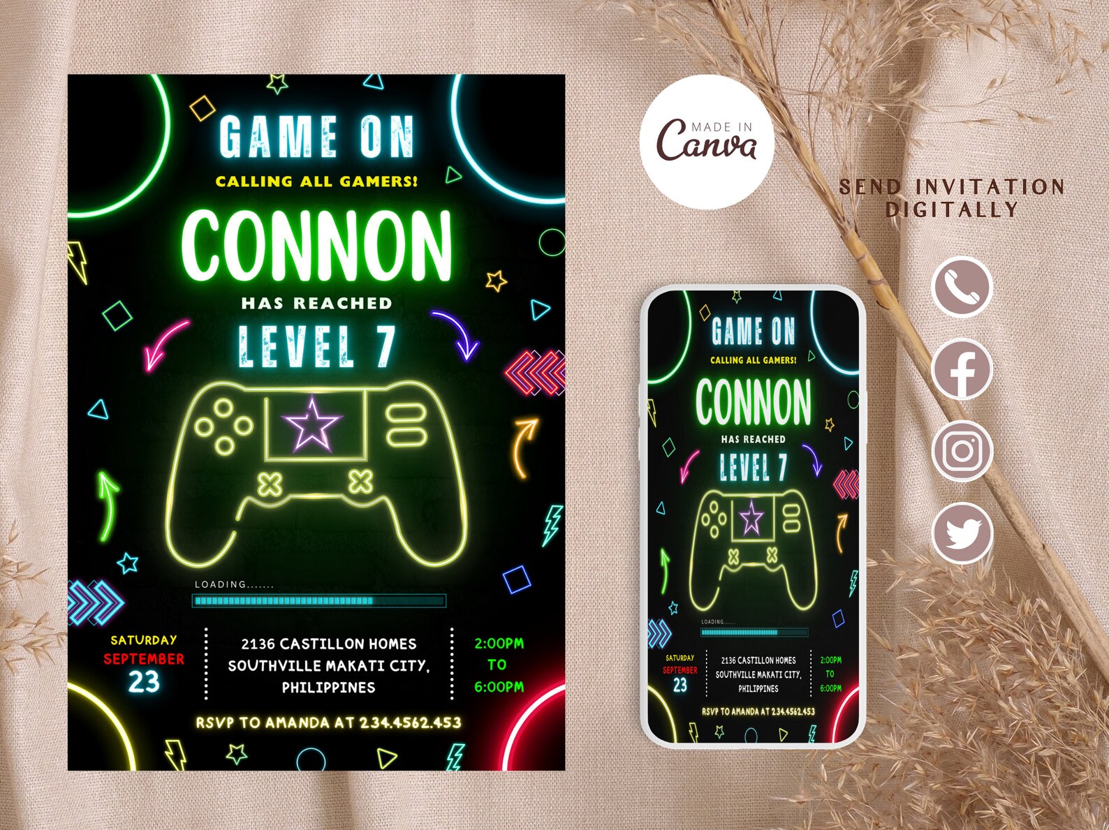 EDITABLE Video Game Party Invitation, Game Party, Instant Download ...