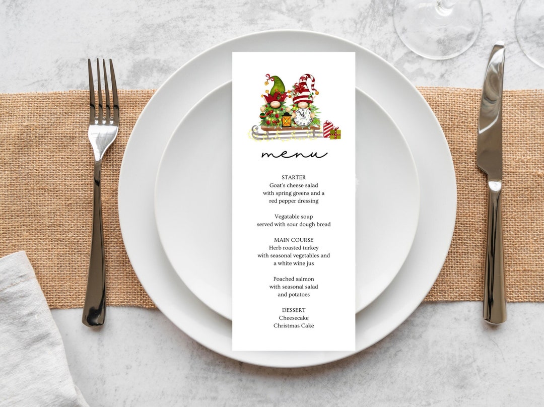 Christmas Menu Card, Holiday Menu Template, Christmas Menu, Canva Menu ...