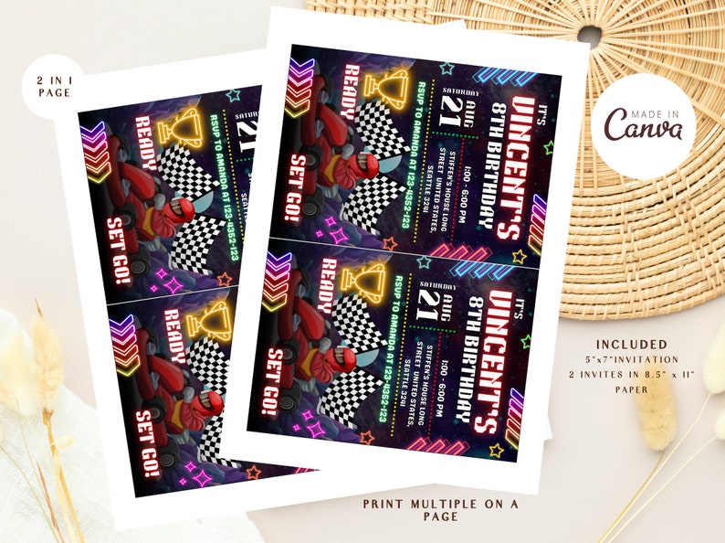Go Kart Birthday Invitation, Editable Go Kart Party Invite for Boys ...