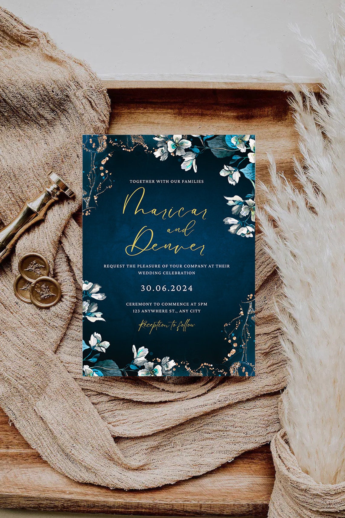 Floral Navy Blue Wedding, Dusty Blue Floral Wedding, Navy Wedding ...