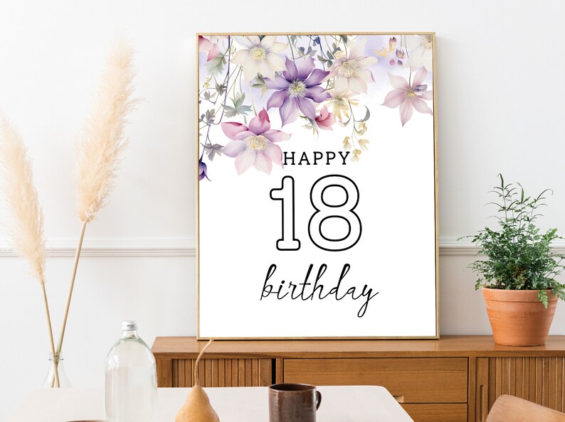 Happy 18th Birthday PRINTABLE Signs, 18th Party Decorations, Happy 18th ...