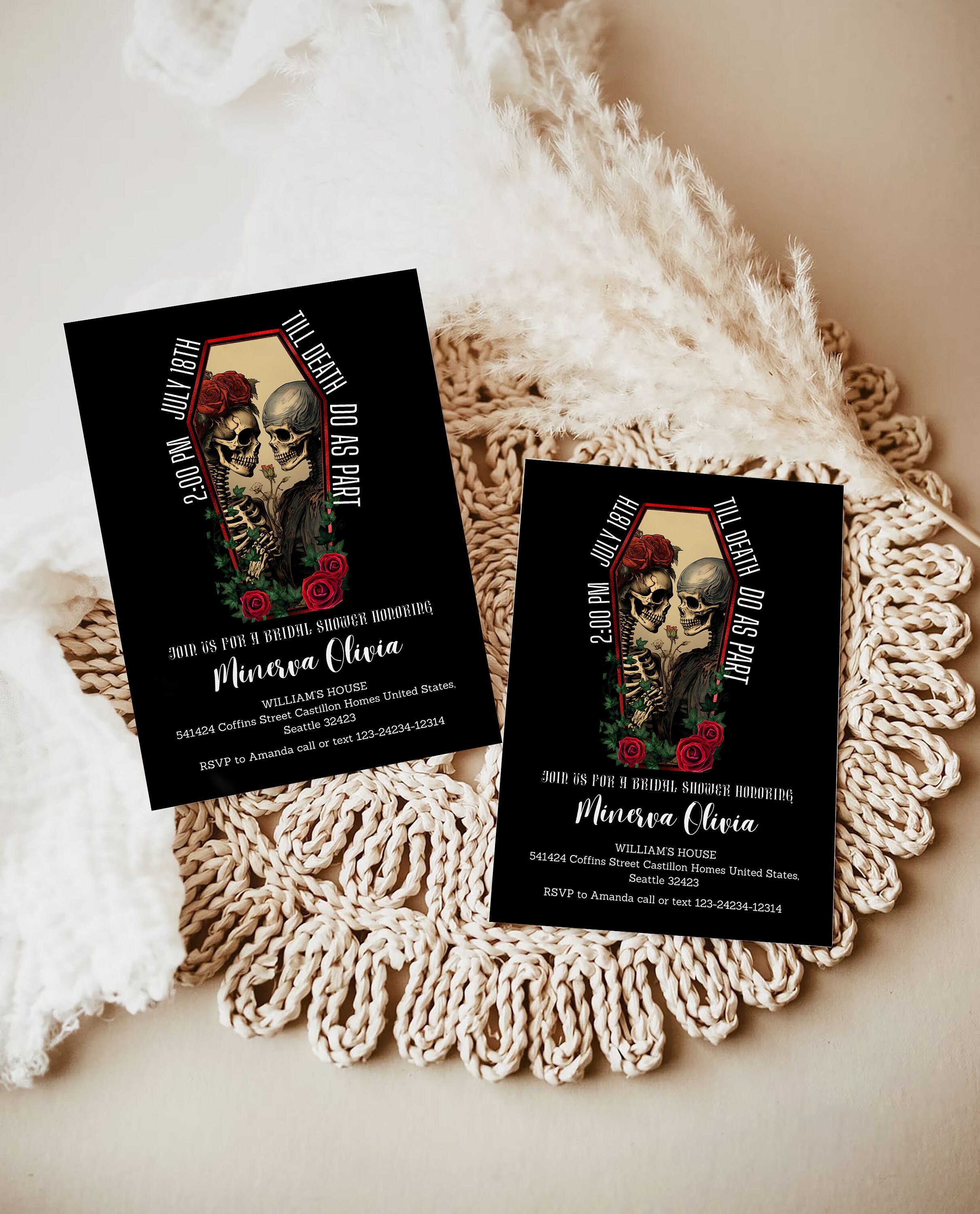 Coffin Wedding invitation Black Gothic Wedding Invitation Bridal Shower ...