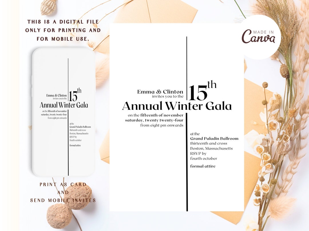 Editable Gala Party, Business Corporate Awards Night Invite, Gala ...