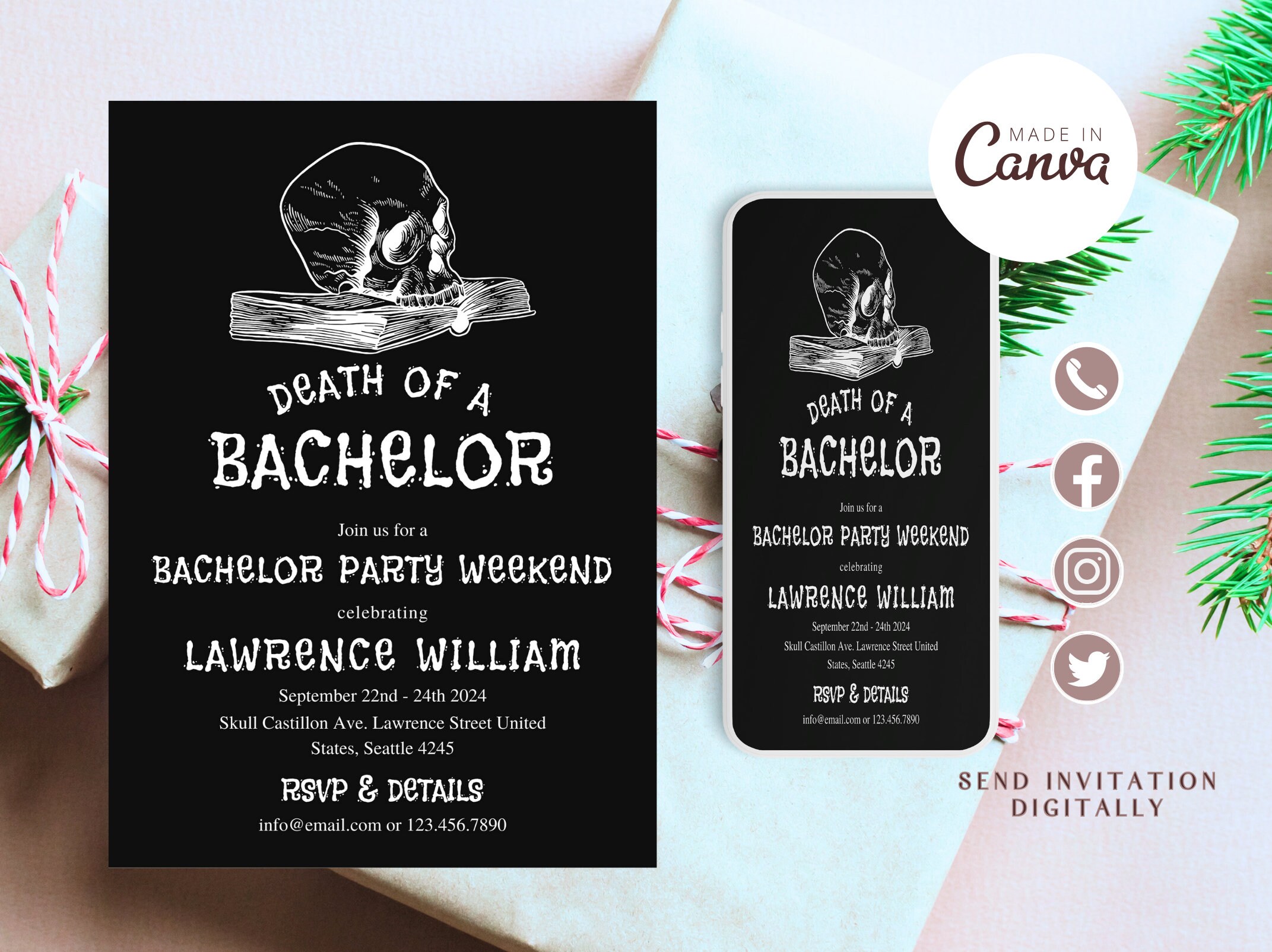 Death of A Bachelor, Til Death O Us Party, Noir Bachelor Party, RIP ...
