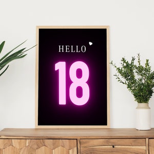 Hello 18th Birthday Decorations Hot Pink Pirnable Signs Neon Pink Black ...