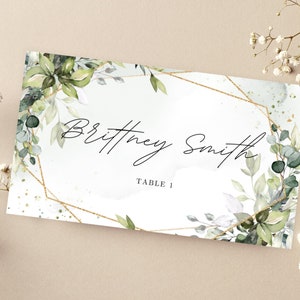 Greenery Place Card Template, Editbal Place Card Template, Name Card ...