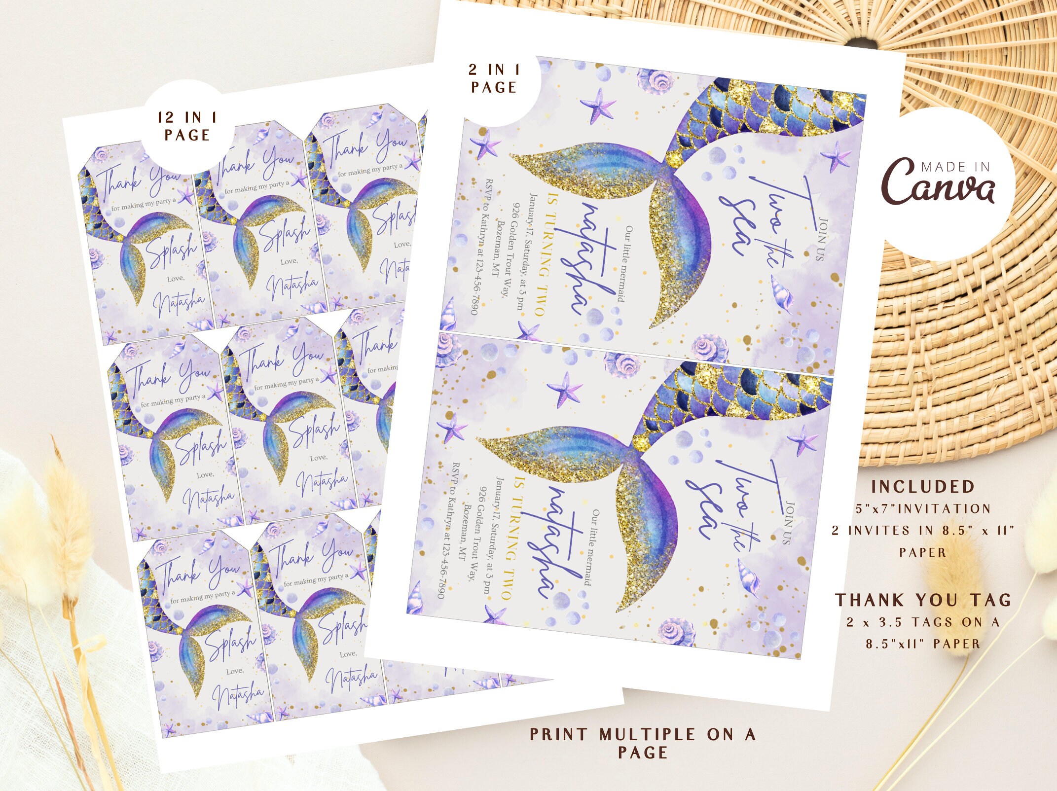 Editable Mermaid Invitation Mermaid Birthday Invitation - Etsy