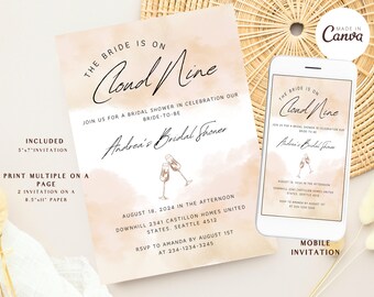 On Cloud Nine Bridal Shower Invitation the Bride is on Cloud Nine ...