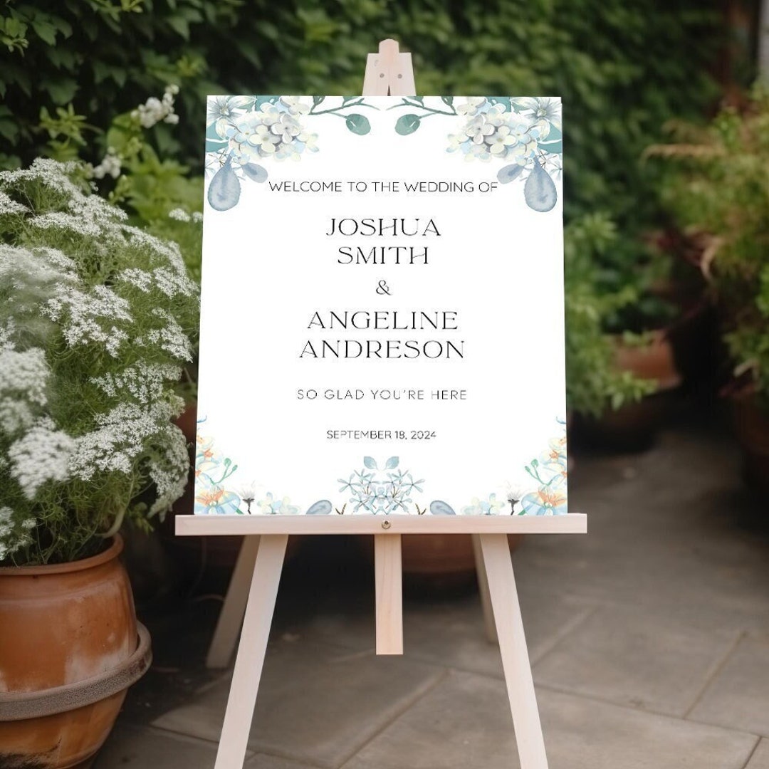 Eucalyptus Wedding Welcome Sign Template, Greenery Wedding Welcome Sign ...