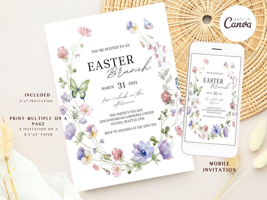 Editable Easter Egg Hunt Invitation, Bunny Invitation, Easter ...