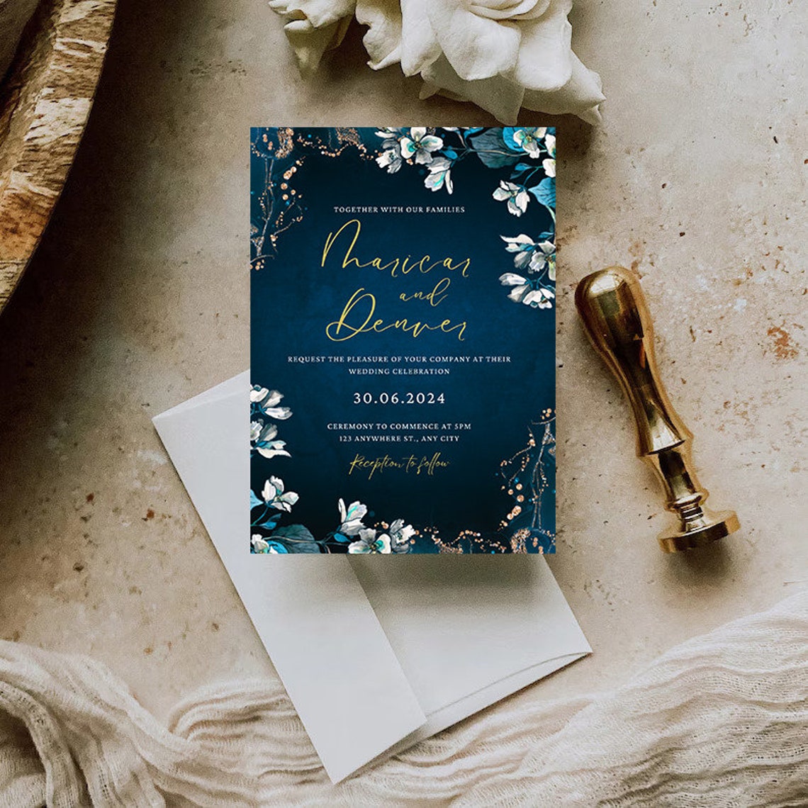 Floral Navy Blue Wedding, Dusty Blue Floral Wedding, Navy Wedding ...