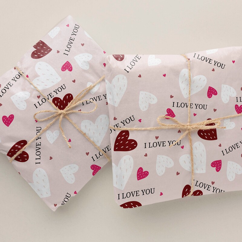 Hearts Wrapping Paper - Etsy