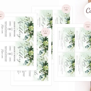 Greenery Invite Template, Greenery Modern Wedding Set, Rustic Greenery ...