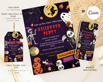 Kids Halloween Costume Party Invitation Template Printable Kids Cute ...