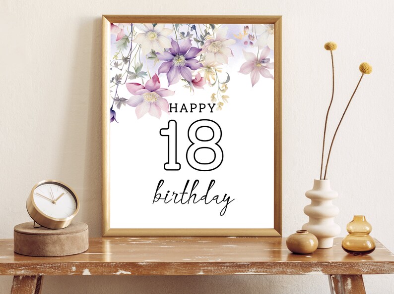 Happy 18th Birthday PRINTABLE Signs, 18th Party Decorations, Happy 18th ...