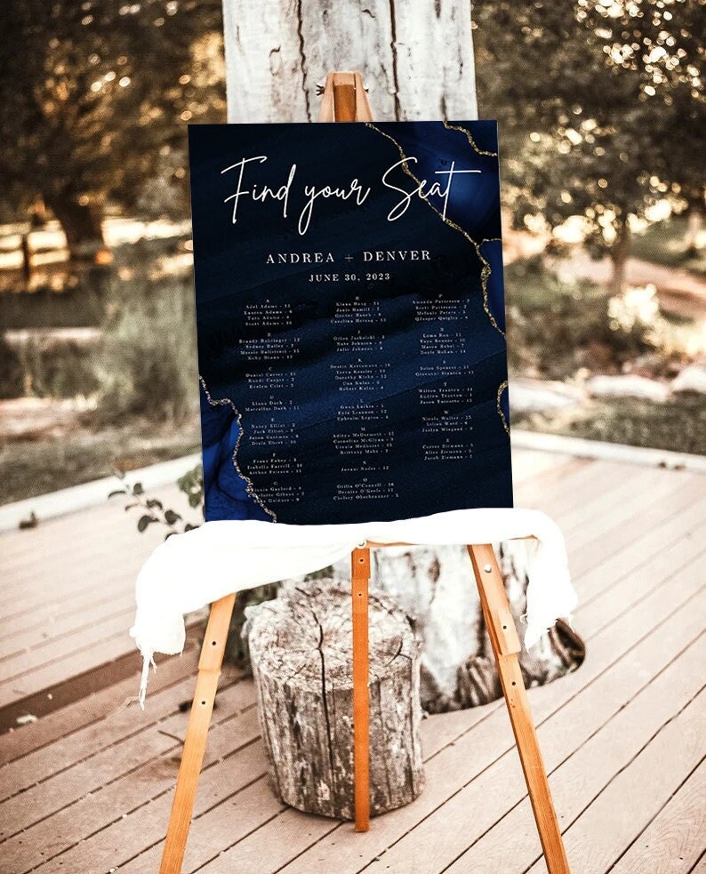Dusty Blue Wedding Seating Chart Template, Seating Chart Wedding, Table ...