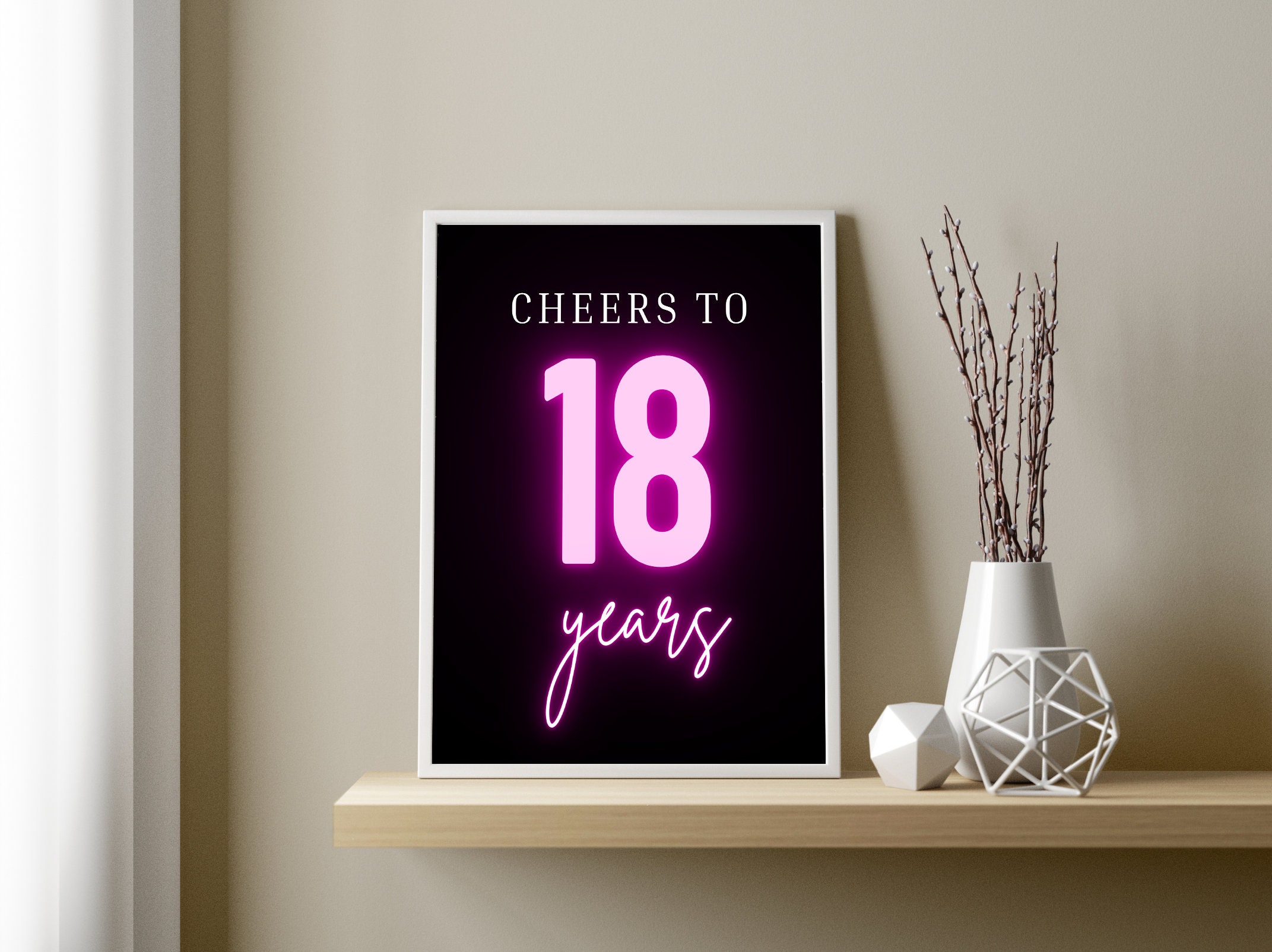 Hot Pink 18th Birthday Decorations Pirnable Signs Neon Pink Black ...