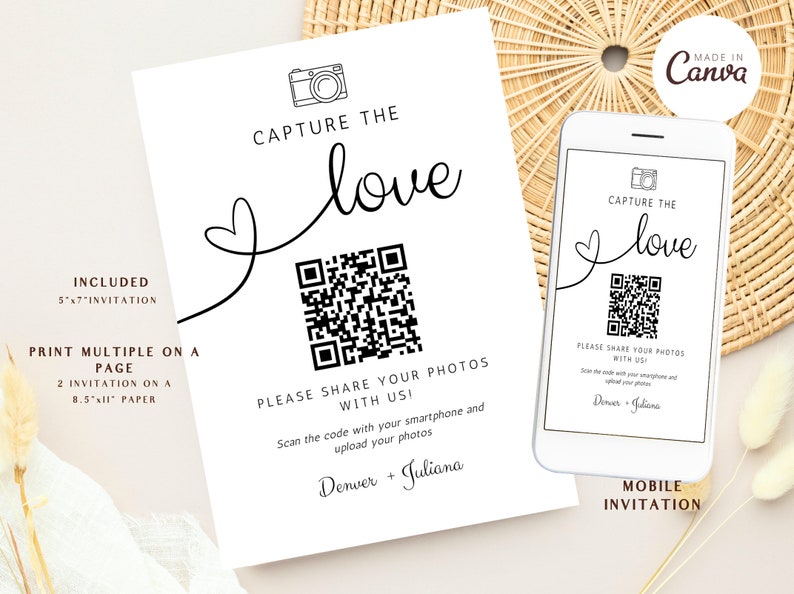 Editable Capture the Love Qr Code Invitation, Wedding Qr Code, Qr Code ...