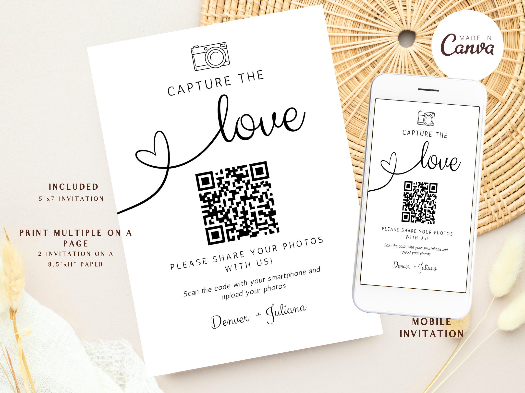 Editable Capture the Love Qr Code Invitation, Wedding Qr Code, Qr Code ...