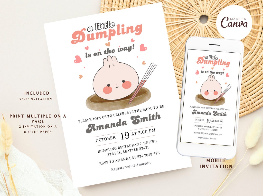 Editable Little Dumpling is on the Way Baby Shower Invitation, Dim Sum ...