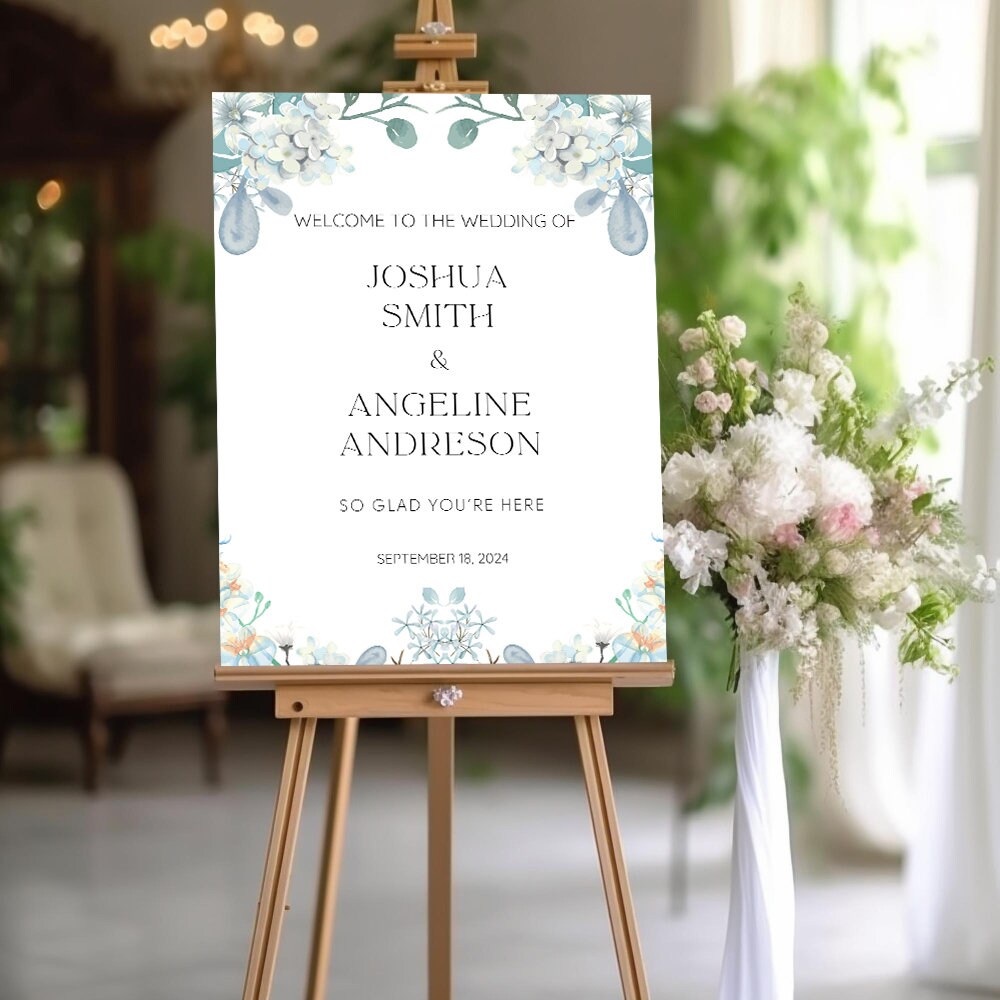 Eucalyptus Wedding Welcome Sign Template, Greenery Wedding Welcome Sign ...