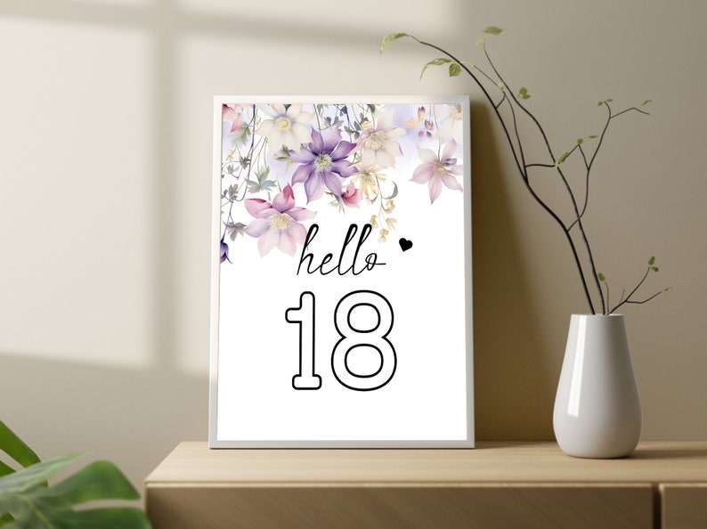 Hello 18th Birthday PRINTABLE Signs, 18th Party Decorations, Hello 18 ...