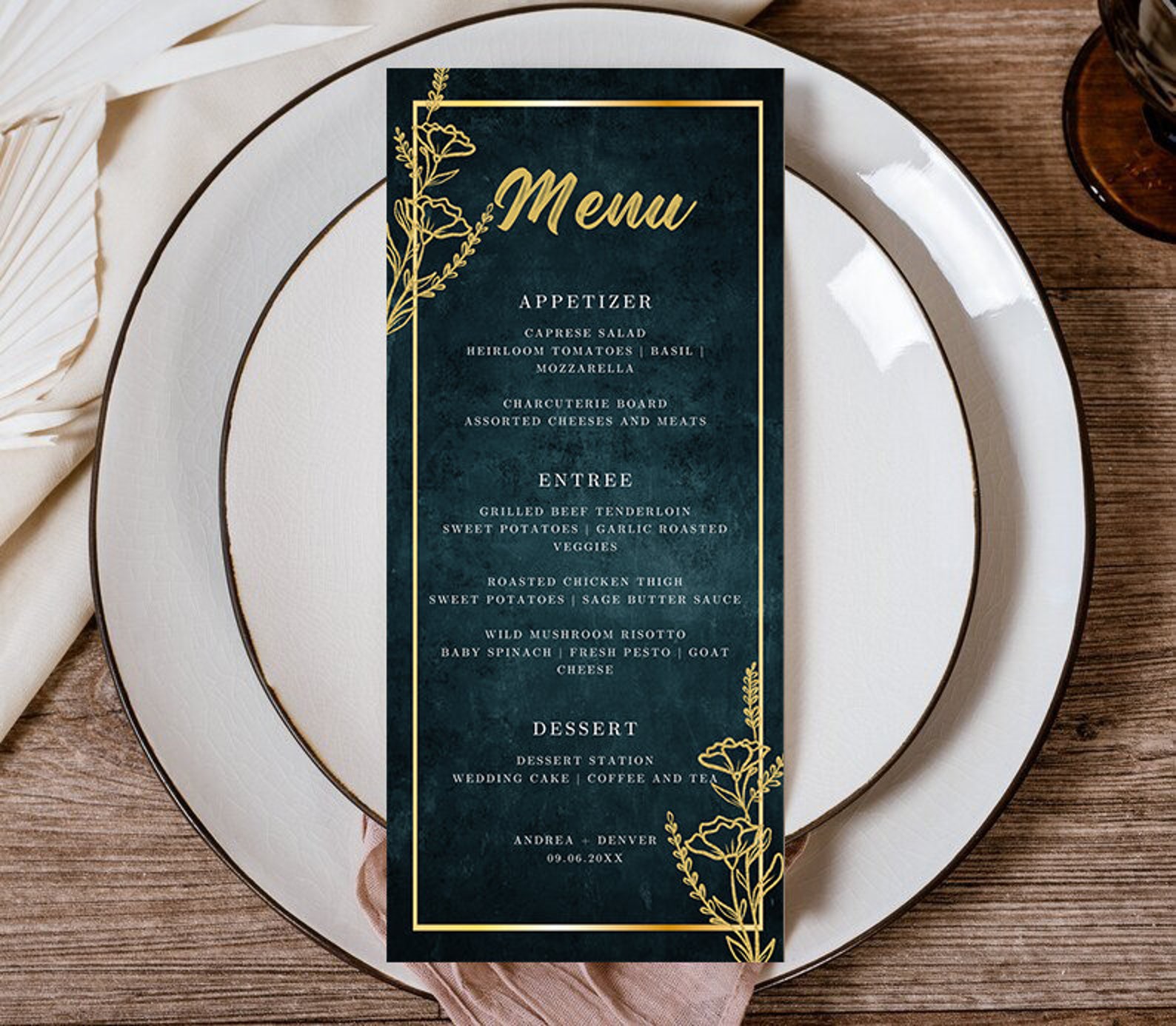 Dusty Green Classy Wedding Menu Template, Classy Wedding Menu Card ...