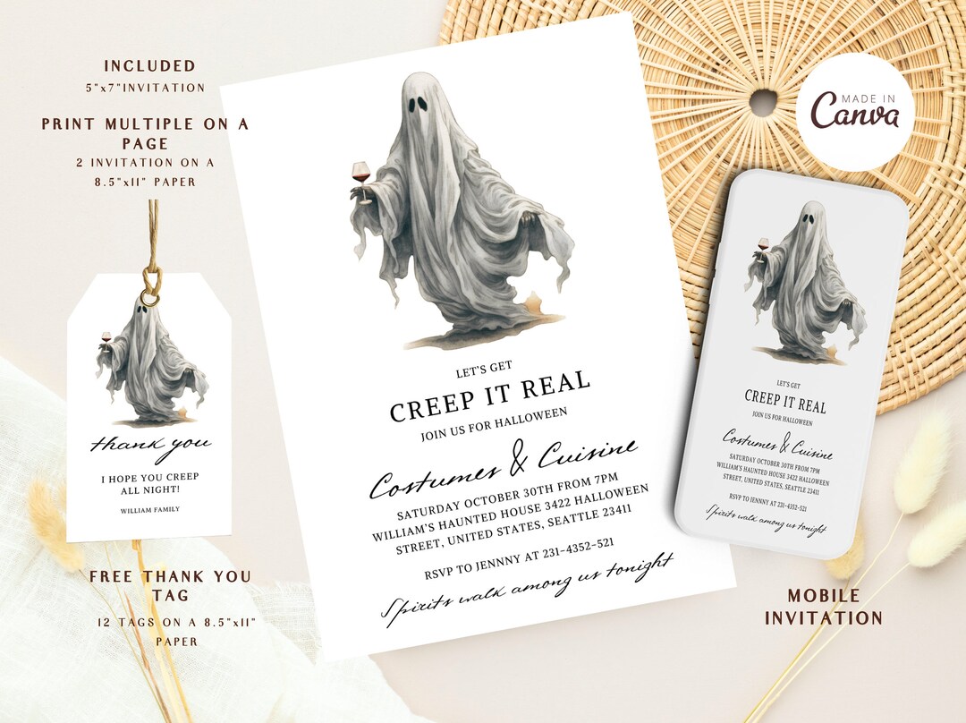 Creep It Real Halloween Invitation Template, Printable Costumes ...