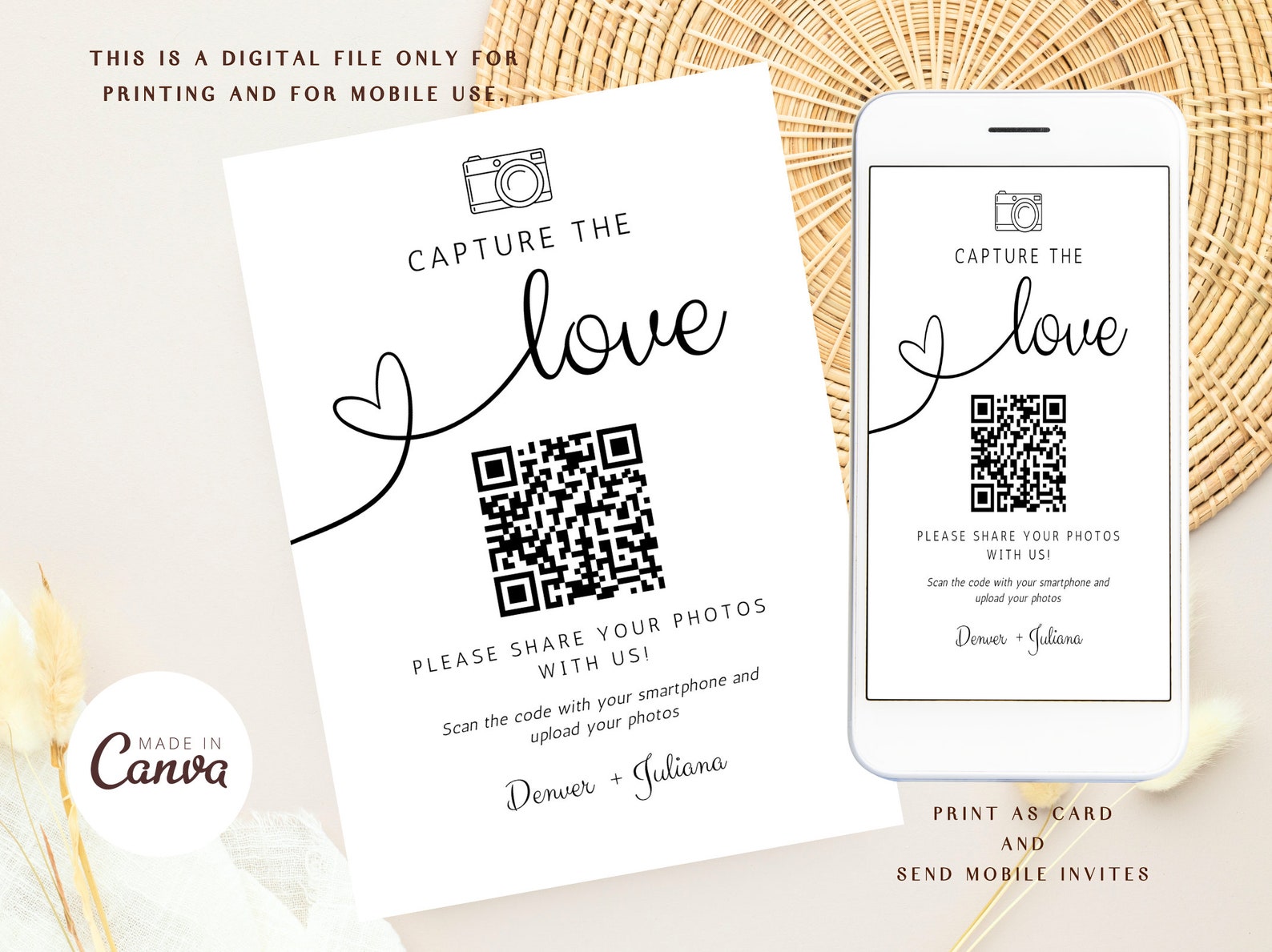 Editable Capture the Love Qr Code Invitation, Wedding Qr Code, Qr Code ...